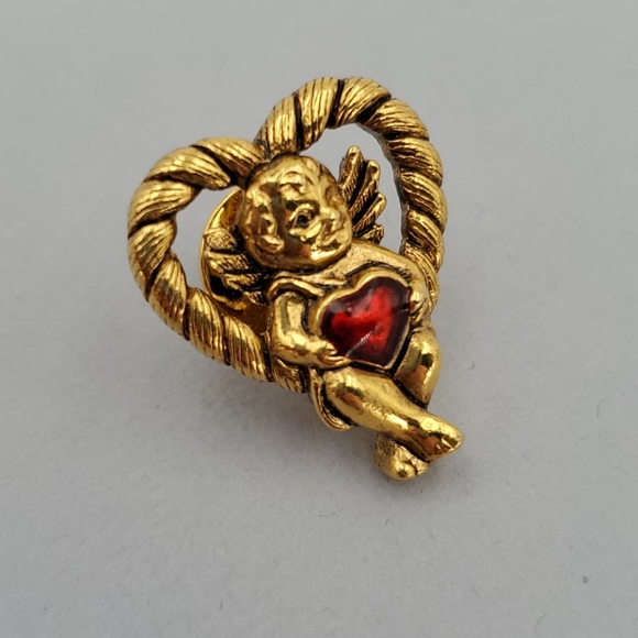 Avon | Jewelry | Avon Valentine Cupid Heart Pin | Poshmark